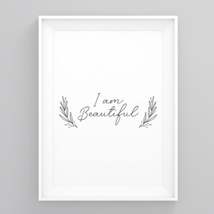 I Am Beautiful, Motivational Quote, Inspirational Quote, Framed Wall ...