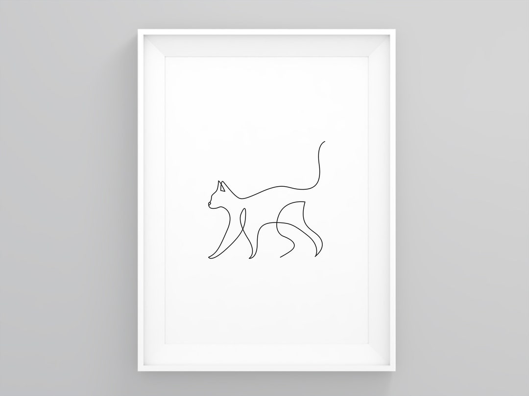 Cat Walk Line Drawing, New Home Decor, Print, Modern Art, Framed Wall ...