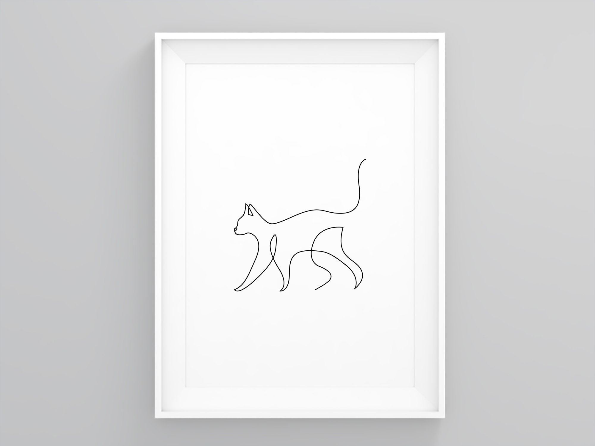 Cat Walk Line Drawing New Home Decor Print Modern Art | Etsy