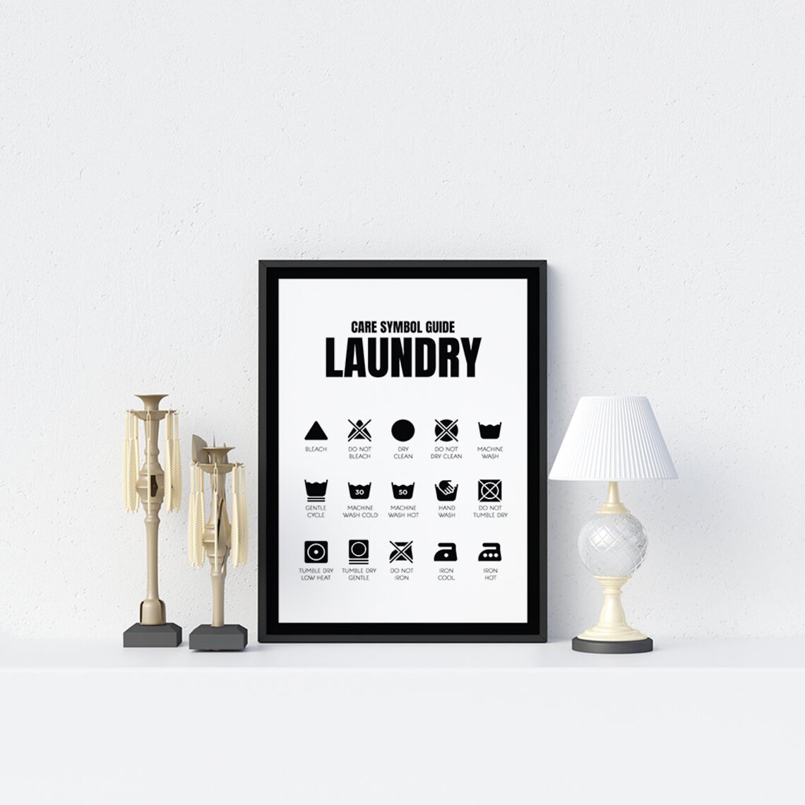 Care Symbol Guide Laundry Wall Art Decor Home Wall Art | Etsy