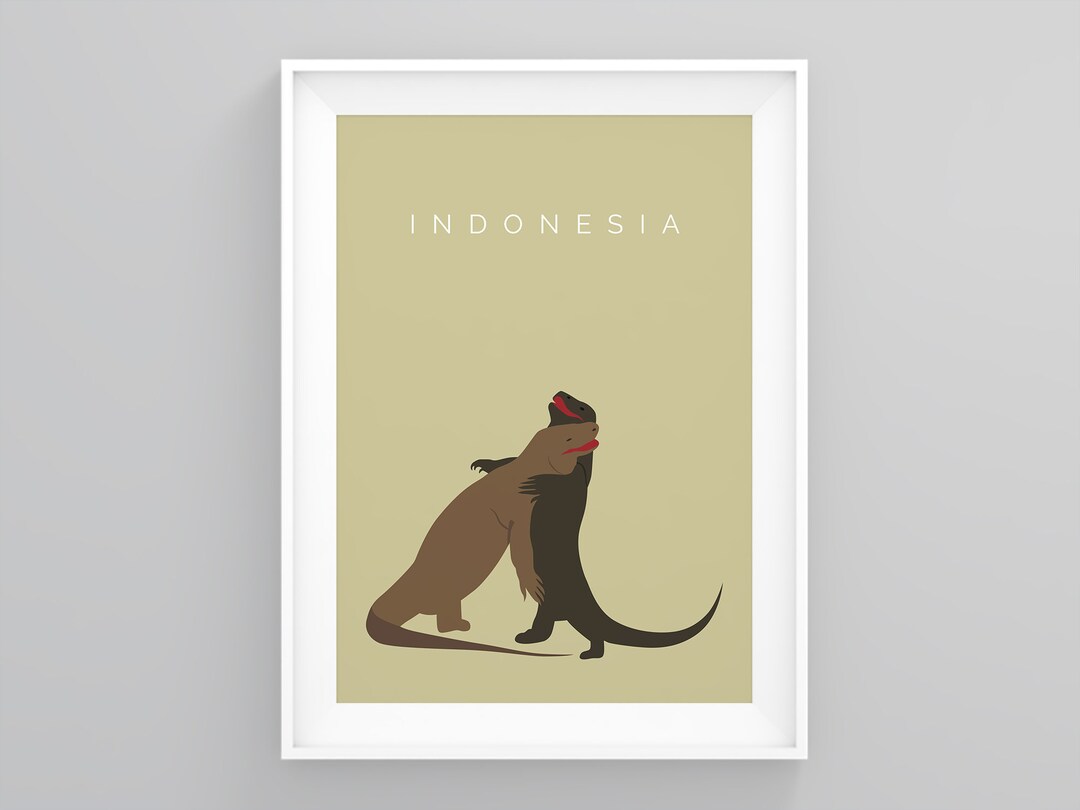 Indonesia Travel Gift, Komodo Dragons Fight, Travel Gift, Komodo Island ...