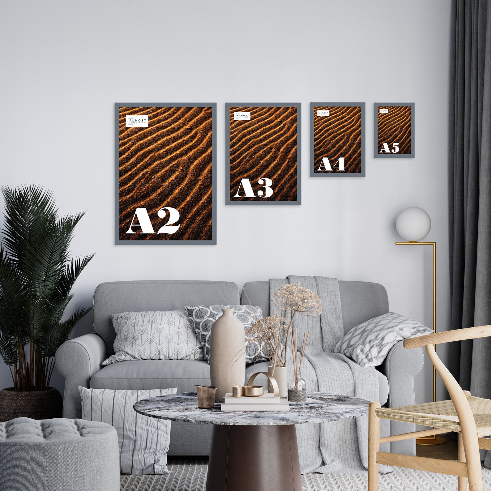Grey Picture Frame A2 A3 A4 A5 Modern Frame Art Thin - Etsy UK
