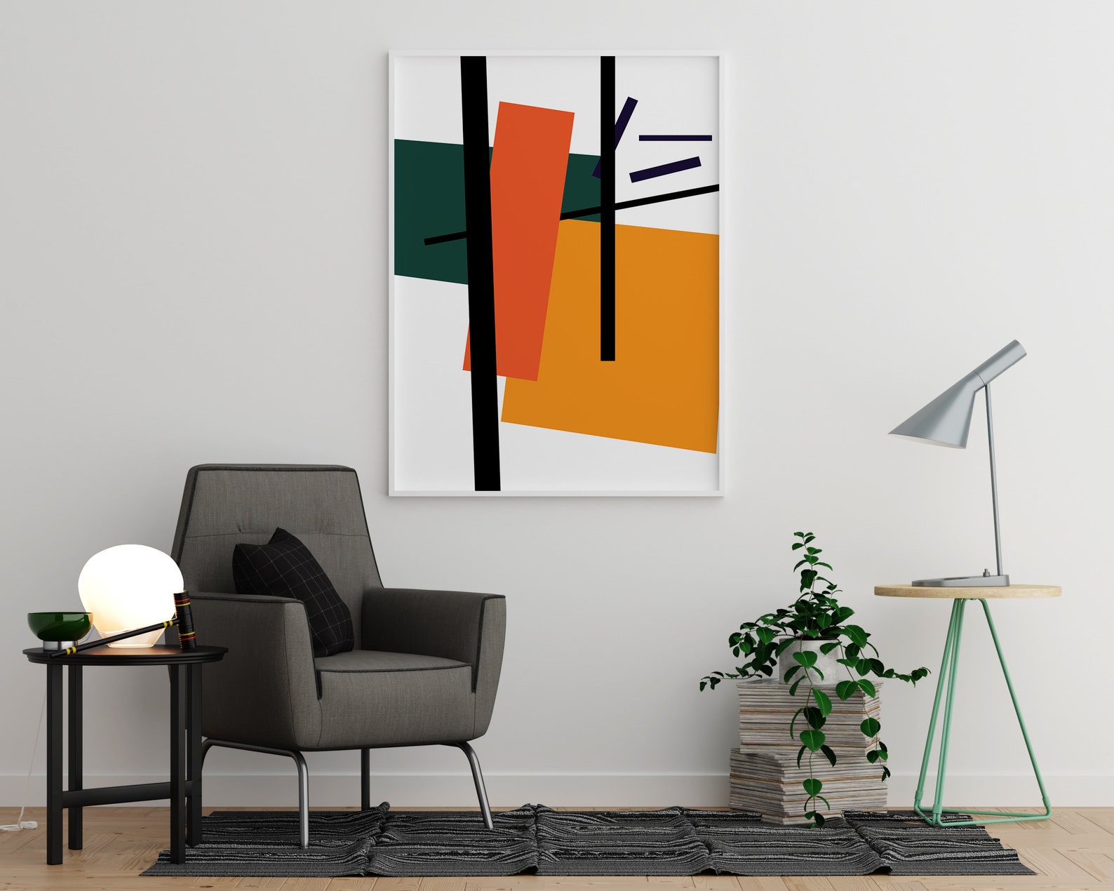 Irregular Shapes With Black Lines, Colourful Artwork, Minimalist Poster ...