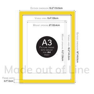 Yellow Picture Frame, Yellow Photo Frame, A2, A3, A4, A5, White Mounted ...