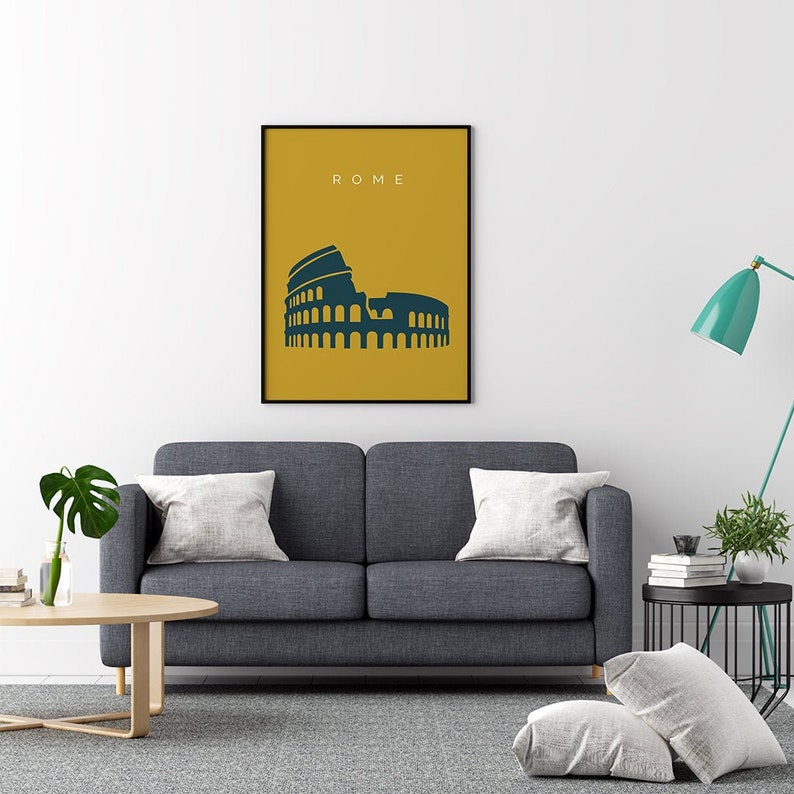 Rome Art Deco Travel Posters Colosseum Minimalistic Travel - Etsy