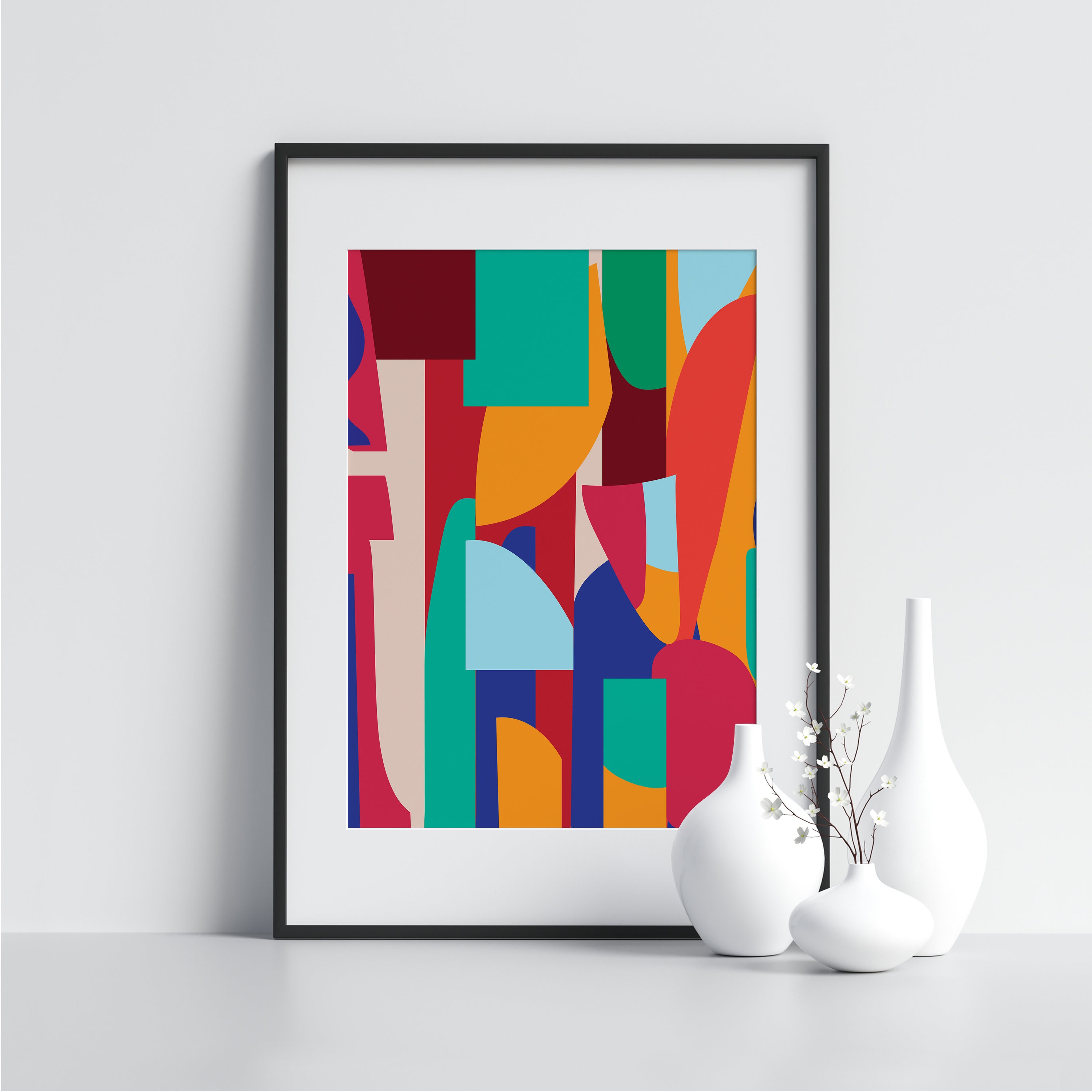 Coloured Irregular Shapes Wall Art Abstract Colourful - Etsy