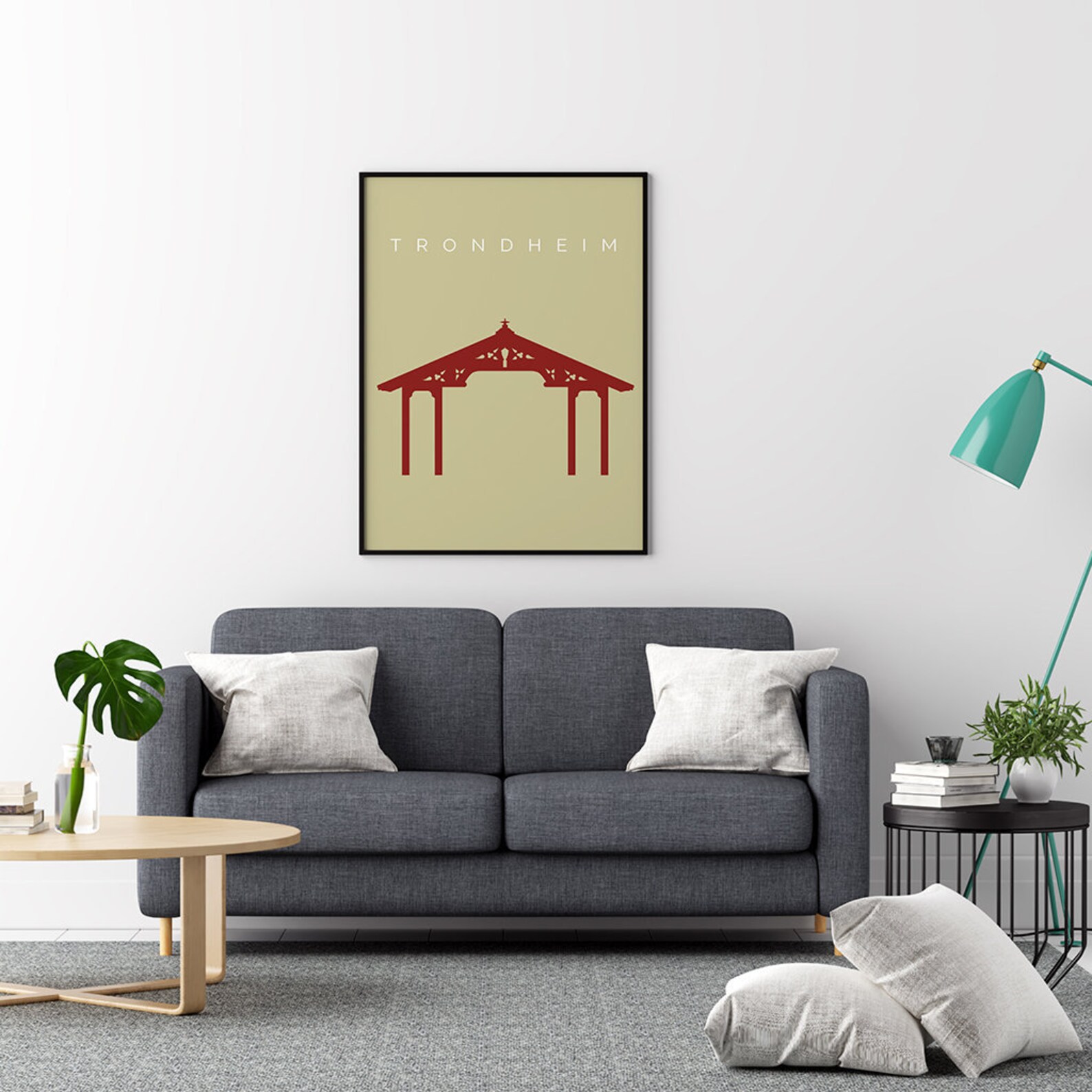 Trondheim Vintage Travel Posters Old Town Bridge Art Deco - Etsy