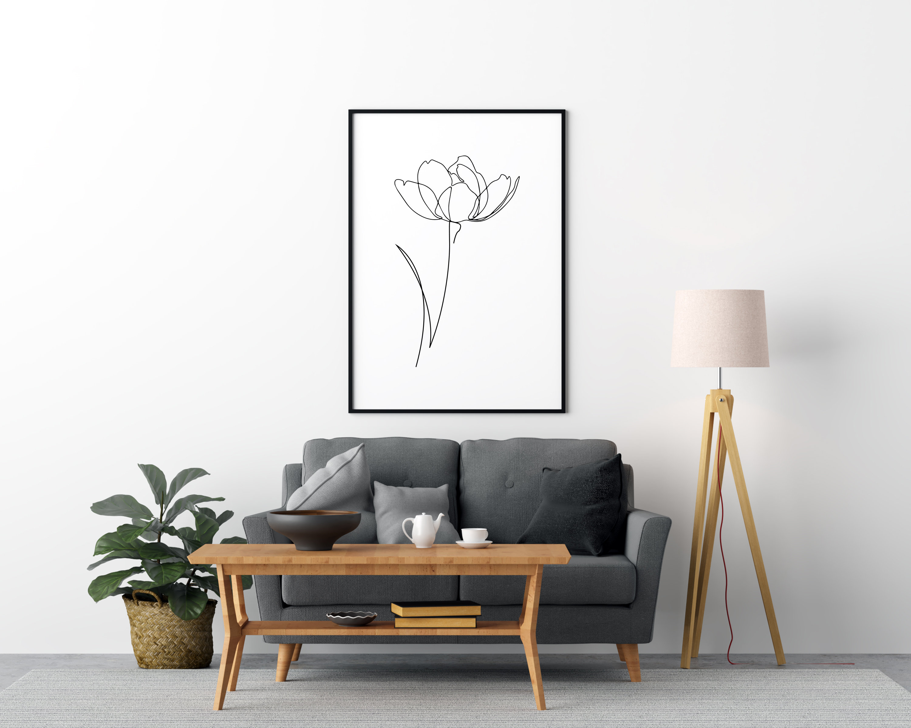Daffodil Line Drawing Print Modern Print Art Modern Home - Etsy