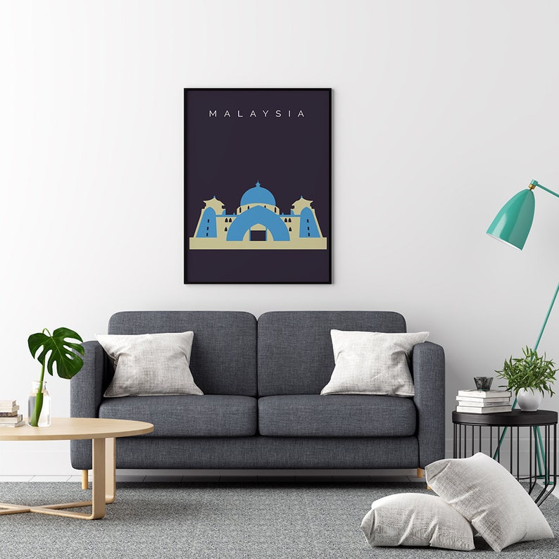 Malaysia Vintage Travel Posters Melaka Straits Mosque Art - Etsy