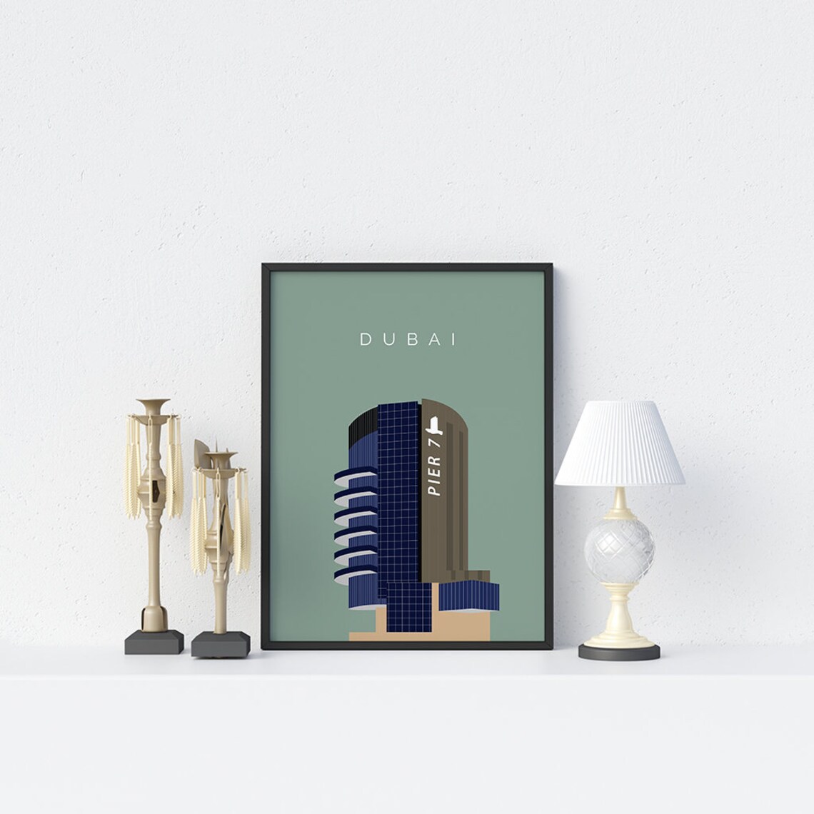 Dubai Art Deco Travel Posters Pier 7 City Prints Dubai | Etsy