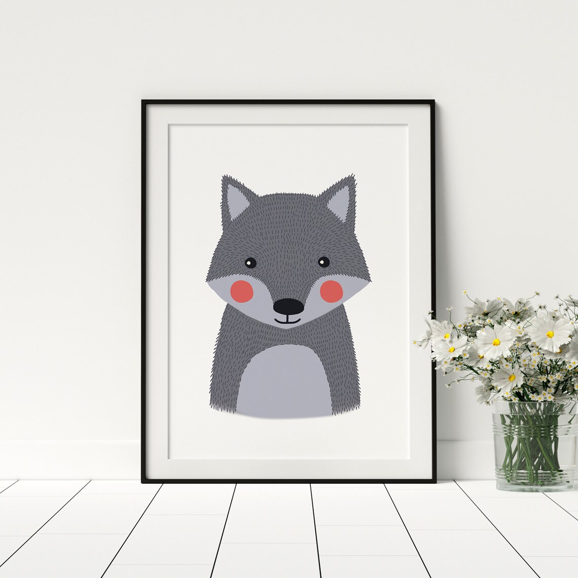 Wolf Cub Print Woodland Animals Art Nursery Prints Kids | Etsy