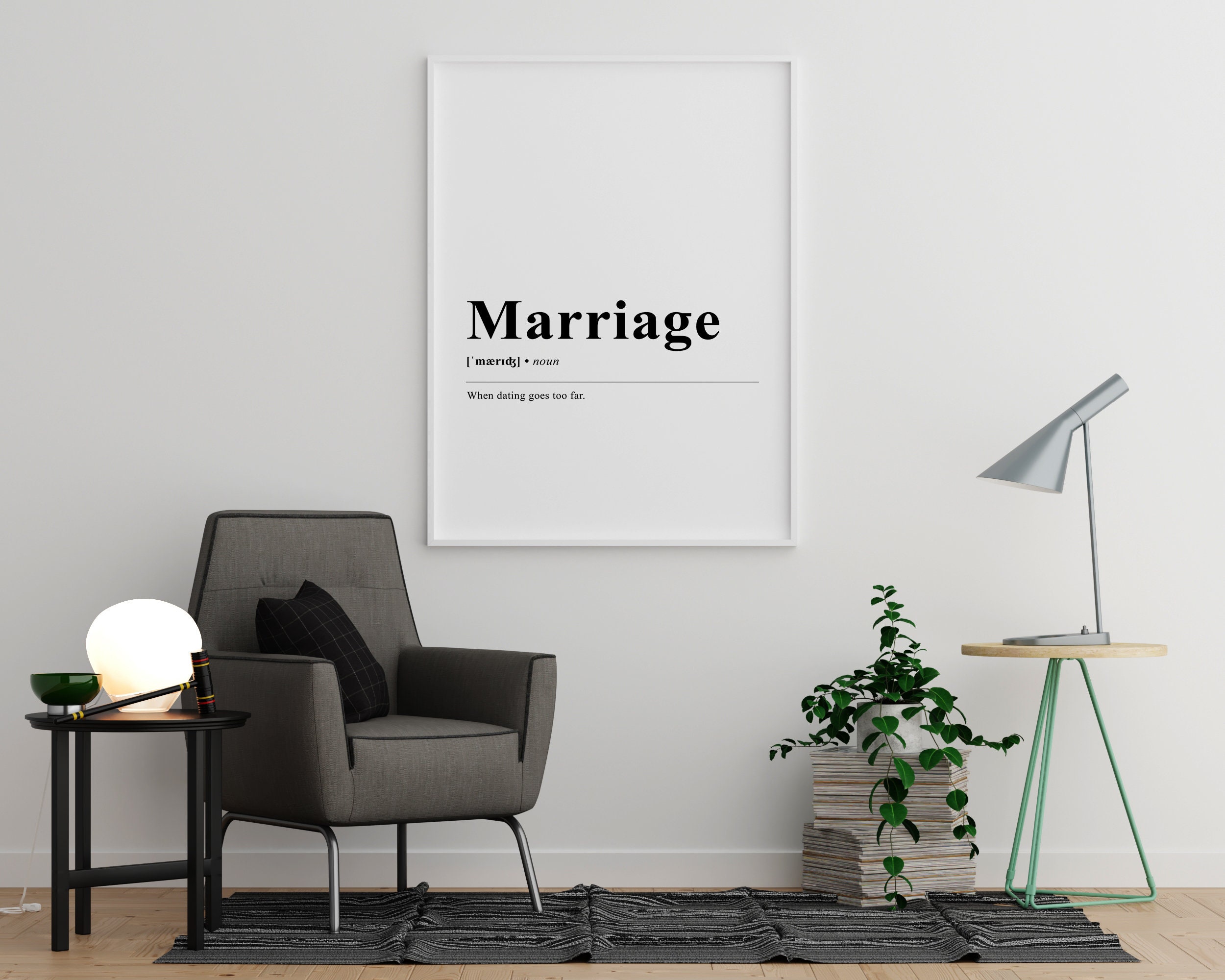 Marriage Dictionary Art Modern Art Print Minimalist Wall | Etsy