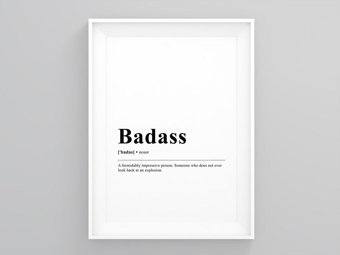 Badass Dictionary Art Print Minimalist Framed Large Poster | Etsy