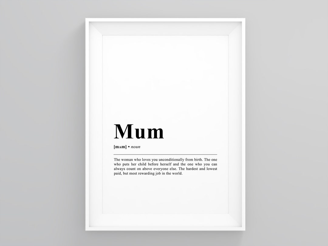 Mum, Dictionary Art Print, Apartment Decor, Home Framed Art, Home ...