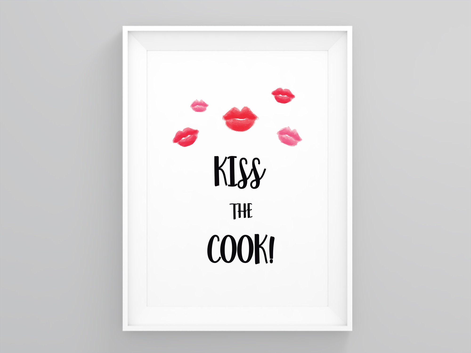 Kiss the Cook Quote Wall Art Kitchen Print Framed Scandi | Etsy