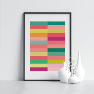 Pastel Color Bars, Minimalist Poster, Mid Century Print, Contemporary ...