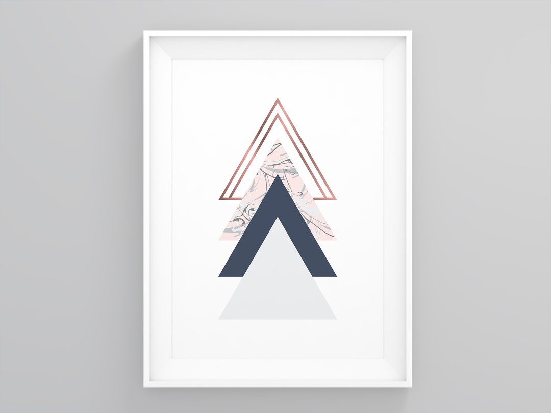 Triangles Lined Up, Geometric Poster, Modern Abstract Art, Minimalist ...