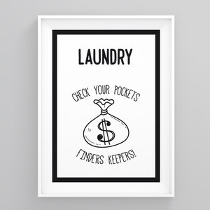 Laundry Check Your Pockets Finder Keepers, Laundry Room Prints, Wall ...