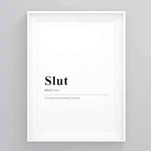 Slut, Definition Poster, Funny Definition Art, Wall Art Decor ...