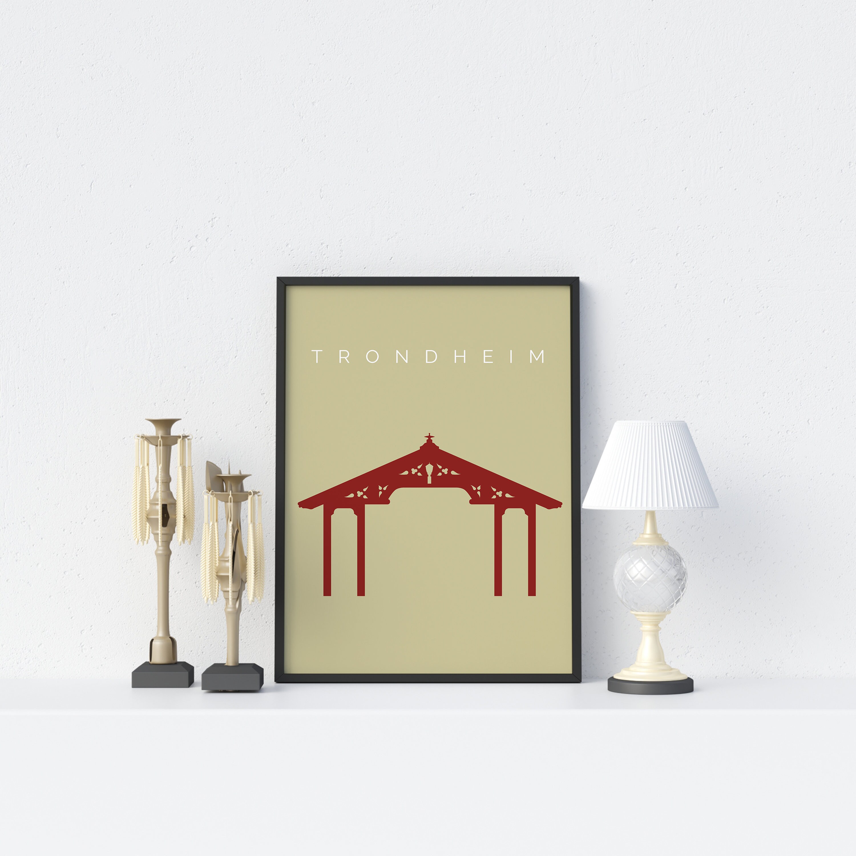 Trondheim Vintage Travel Posters Old Town Bridge Art Deco | Etsy