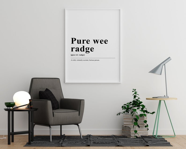 Pure Wee Radge, Dictionary Art Print, Home Wall Art, Modern Print ...