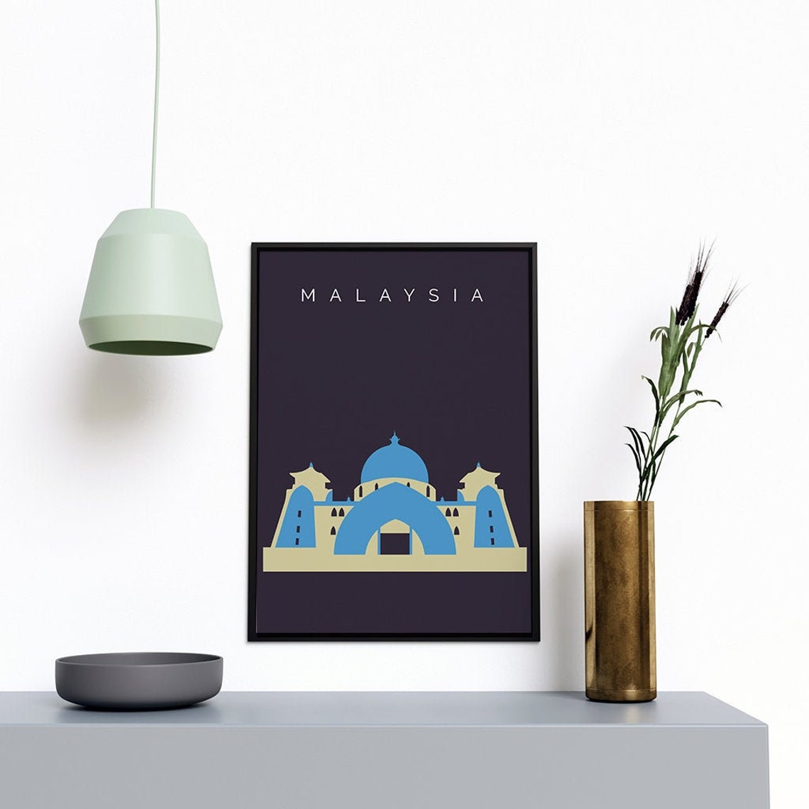 Malaysia Vintage Travel Posters Melaka Straits Mosque Art - Etsy