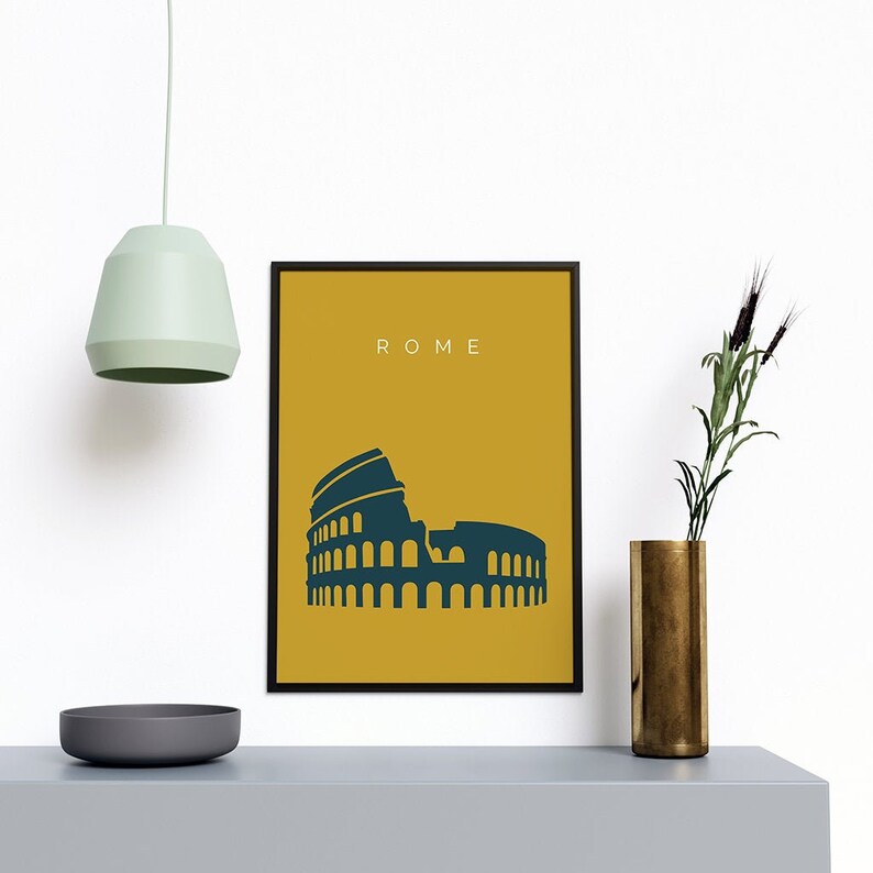 Rome Art Deco Travel Posters Colosseum Minimalistic Travel - Etsy UK