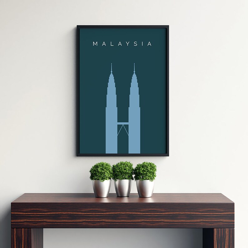 Malaysia Travel Poster, Petronas Towers Kuala Lumpur Travel Print ...