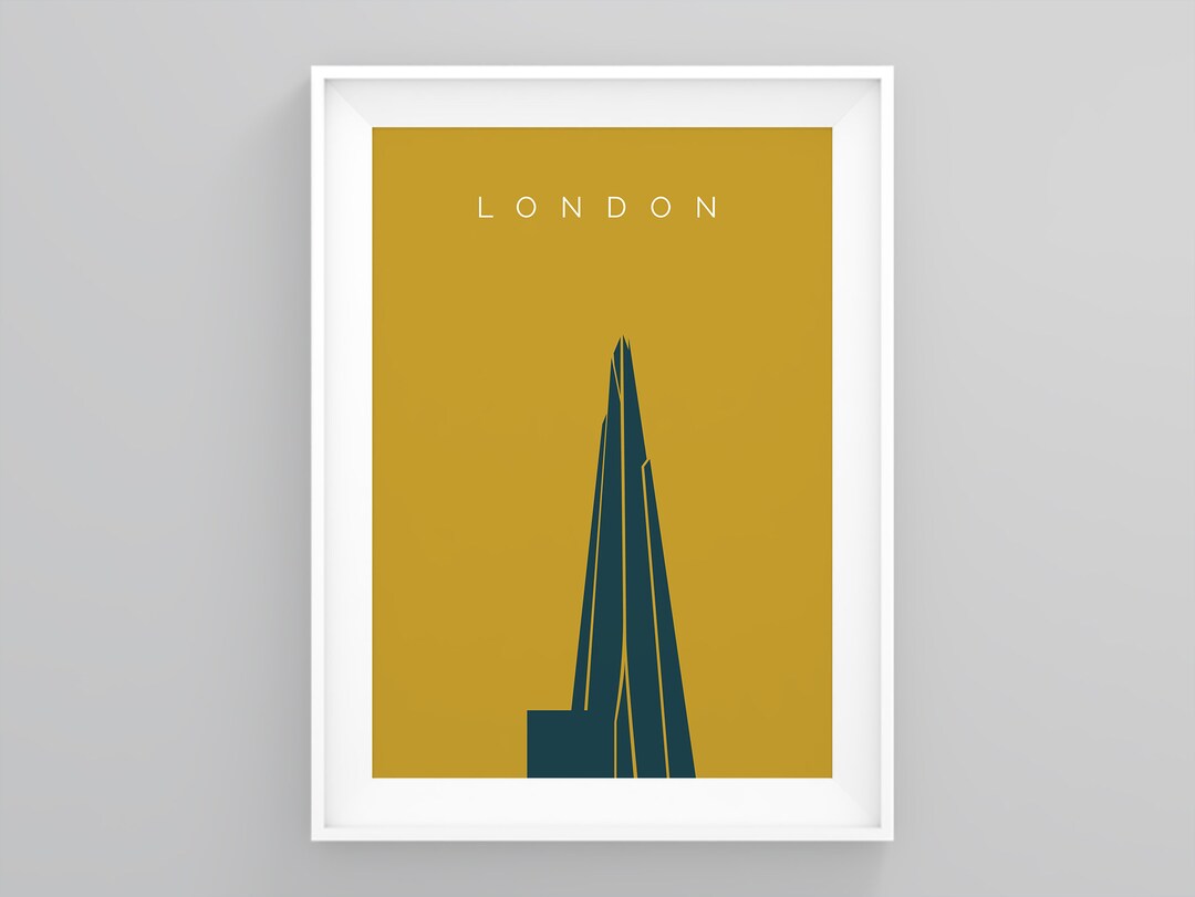 London Art Deco Travel Posters, the Shard Land Mark Print, London ...