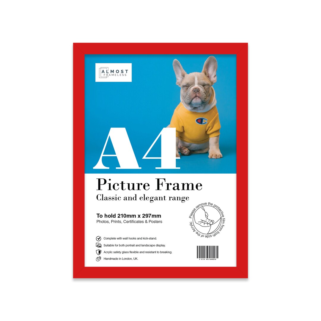 A4 Red Picture Frame, A4 Frame With Mount for A5 Print Option, A4 ...