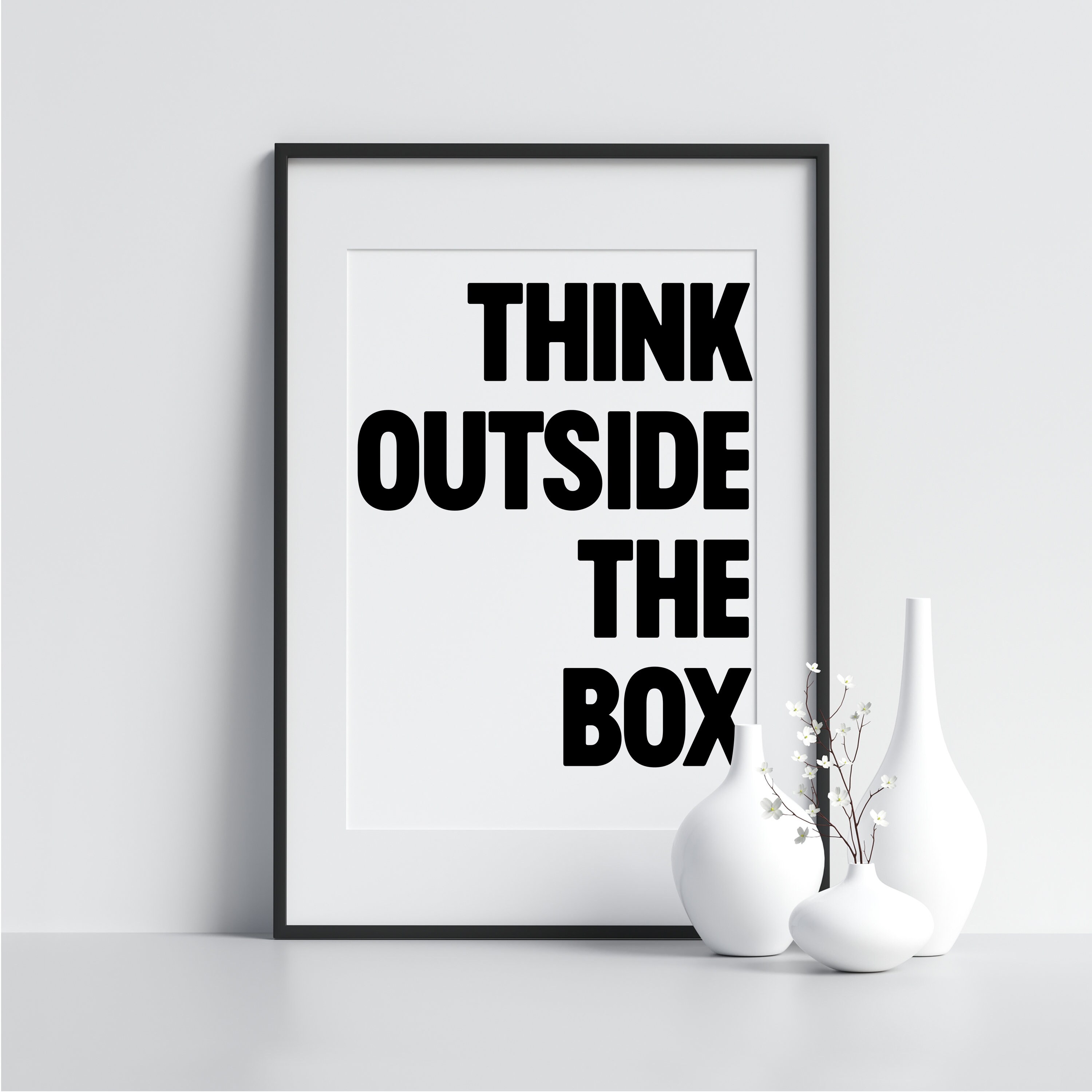 Think Outside the Box Office Decor Hustle Wall Art Boss | Etsy