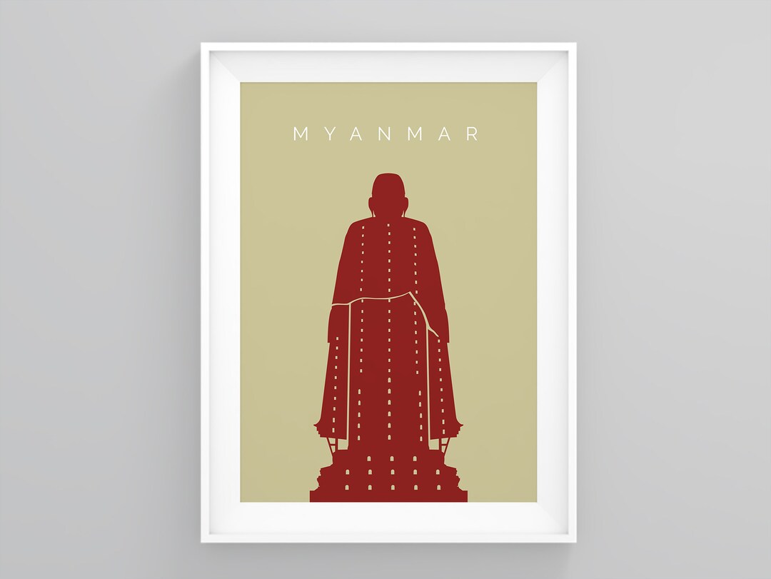 Myanmar Travel Poster, Bodhi Tataung Monywa Myanmar, Travel Wall Art ...