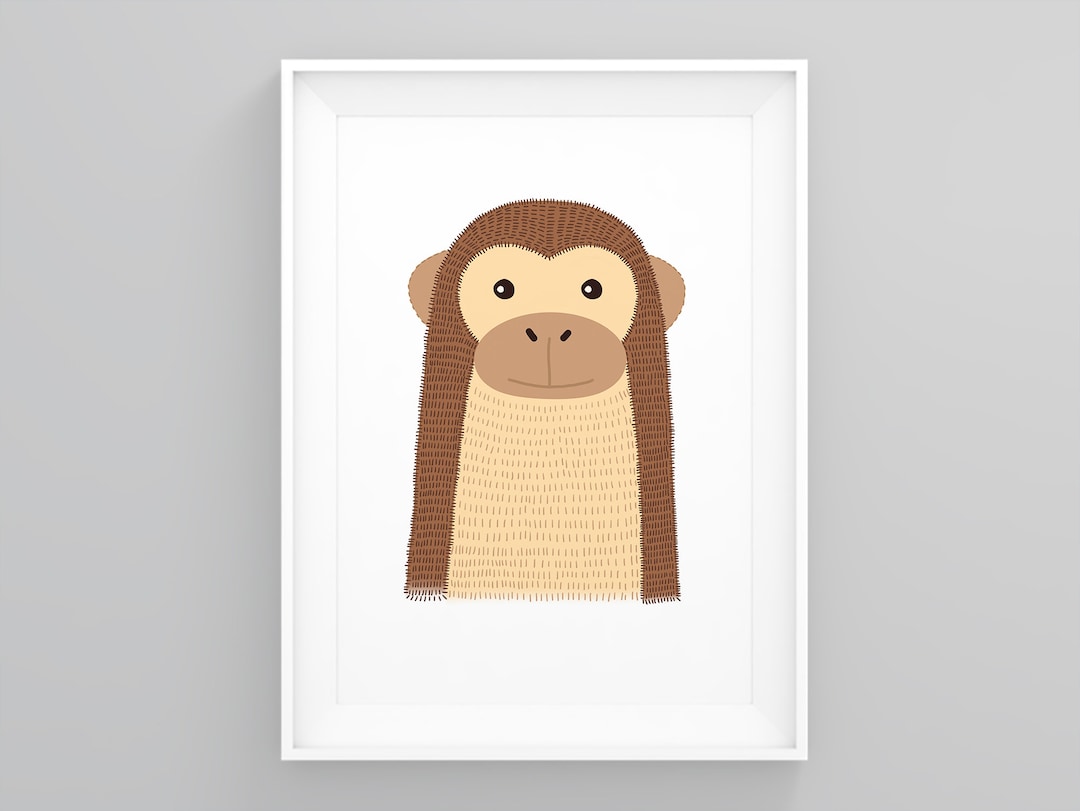 Chimpanzee Print, Cute Animals Posters, Jungle Animal Nursery, Monkey ...