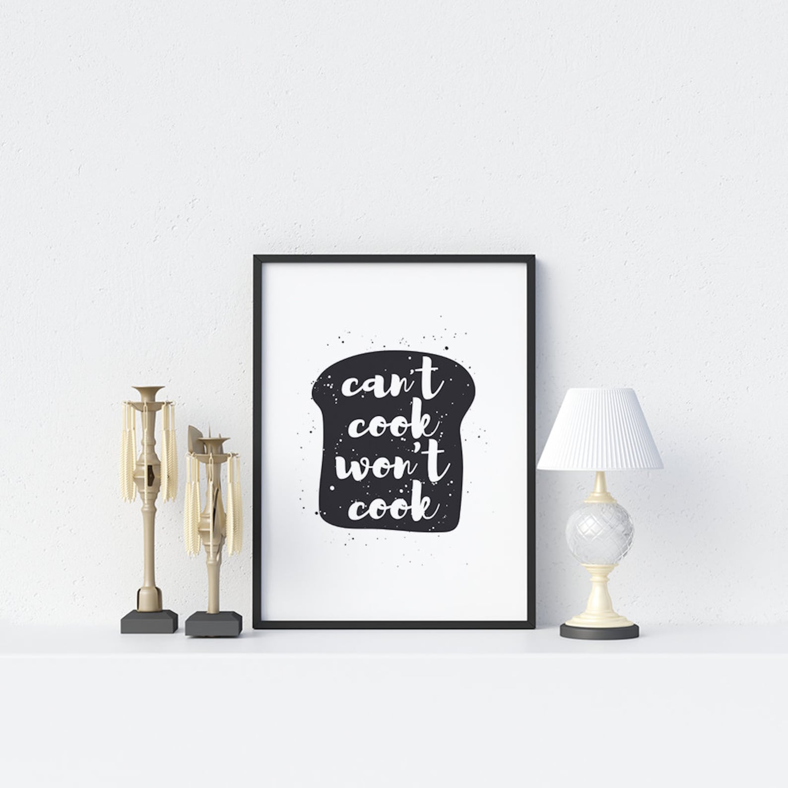 Cant Cook Wont Cook Typography Wall Art Prints Framed - Etsy