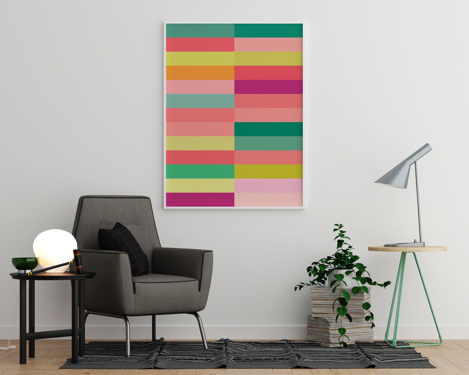 Pastel Color Bars Minimalist Poster Mid Century Print | Etsy