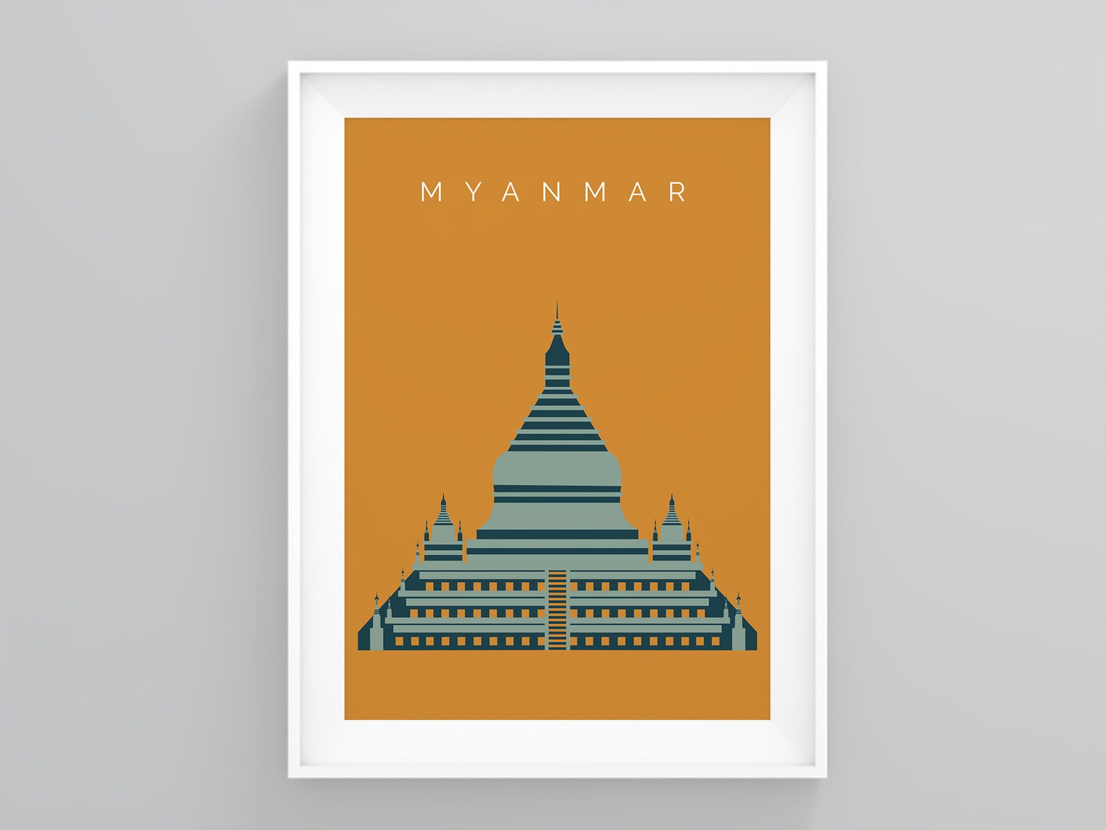 Myanmar Art Deco Travel Posters Began Temple Myanmar | Etsy