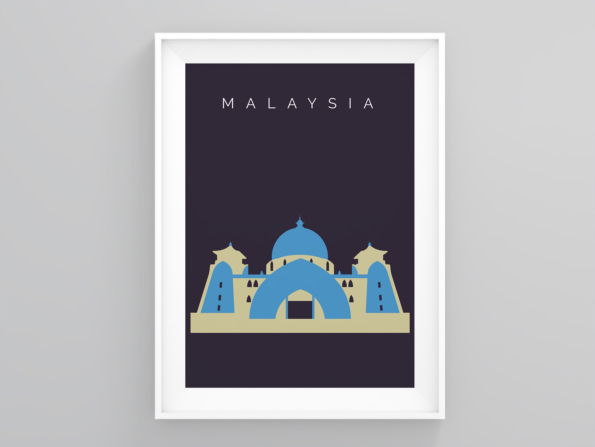 Malaysia Vintage Travel Posters Melaka Straits Mosque Art - Etsy