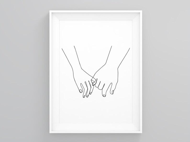 Holding Hands Line Drawing Minimal Typography Home Print | Etsy