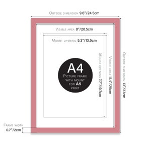 A2 / A3 / A4 / A5 Coral Pink Picture Frames, Pink Poster Frame, Pink ...