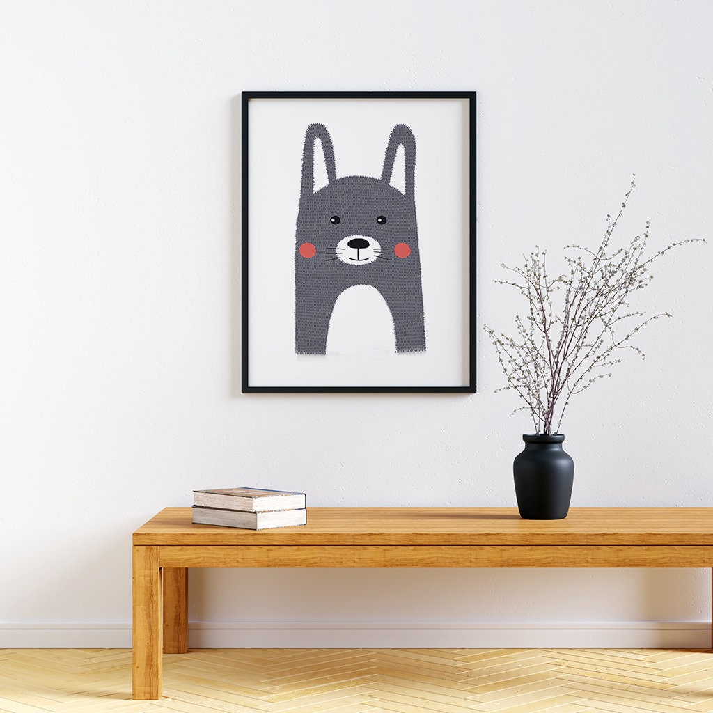 Woodland Hare Print Rabbit Poster Playroom Print Boys | Etsy