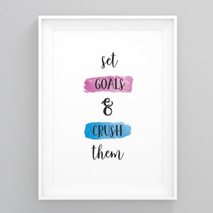 Set Goals & Crush Them, Feminism Poster, Girl Power Art Print, Feminism ...