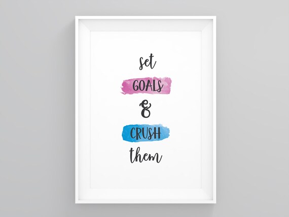 Set Goals & Crush Them Feminism Poster Girl Power Art Print | Etsy