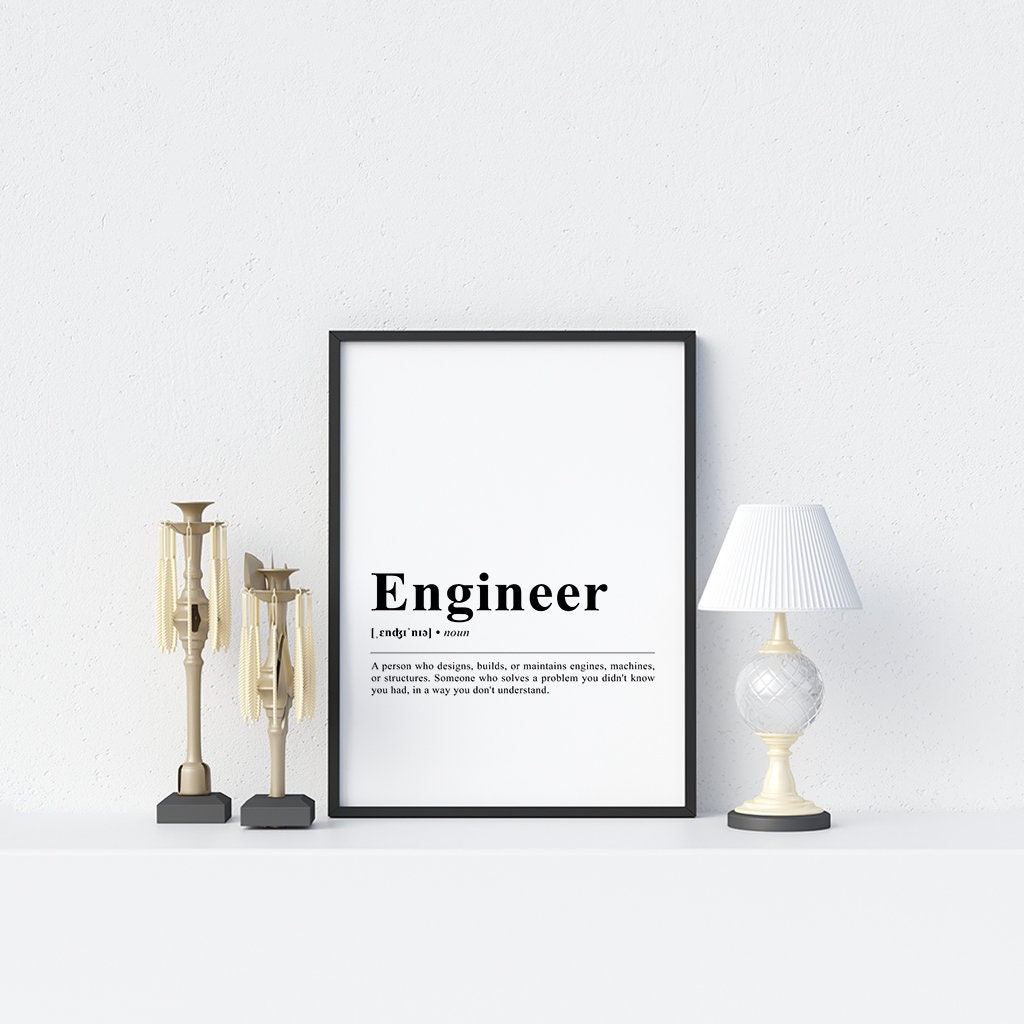 Engineer, Dictionary Art Print, Home Framed Art, Home, Gallery Wall ...