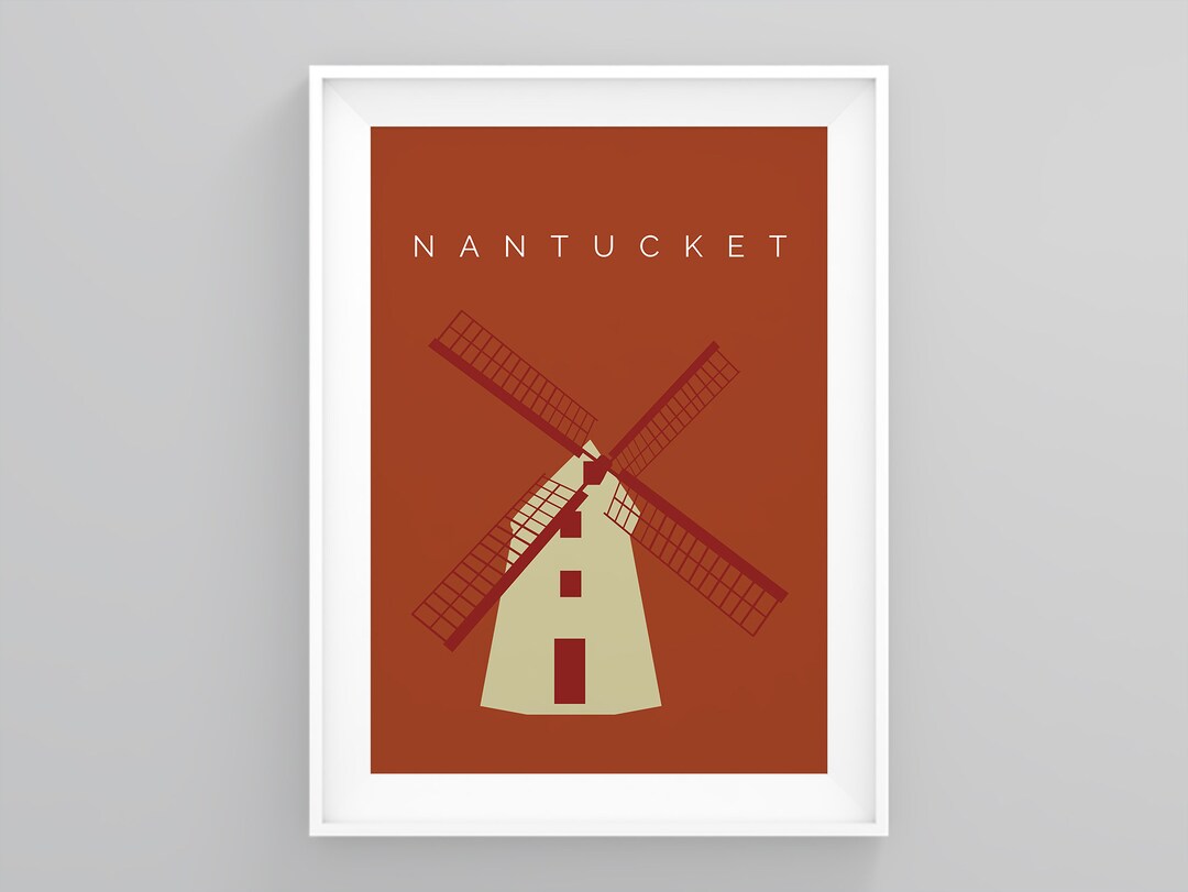 Nantucket Art Deco Travel Posters, the Old Mill Travel Print, Nantucket ...