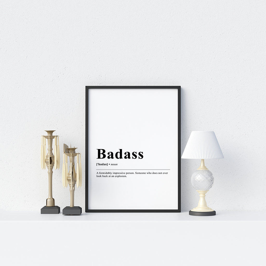 Badass Dictionary Art Print Minimalist Framed Large Poster | Etsy