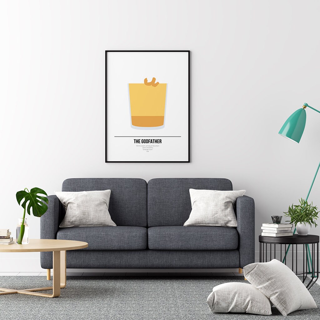 The Godfather Cocktail Cool Kitchen Artwork Cocktail - Etsy