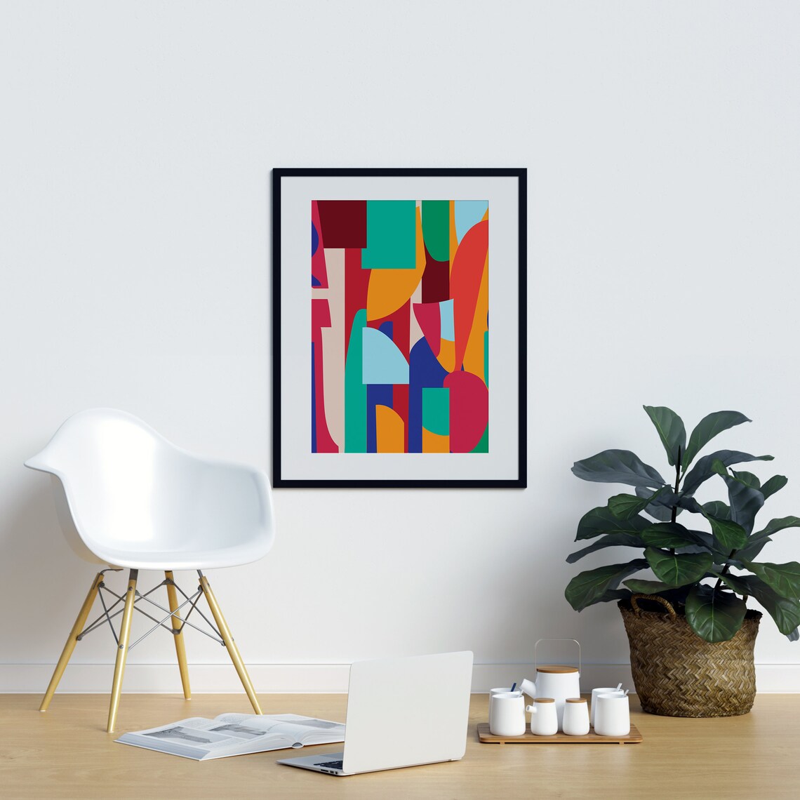Coloured Irregular Shapes Wall Art Abstract Colourful - Etsy