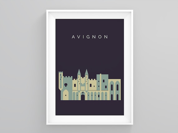 France Avignon Art Deco Travel Posters Papel Palace Avignon | Etsy