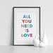 All You Need is Love Wall Art Decor Kitchen Poster Wall - Etsy