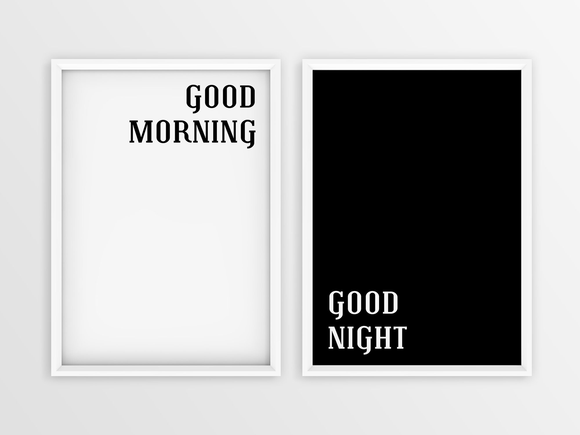 Bedroom Print Set Good Morning Good Night 2 Piece Framed | Etsy